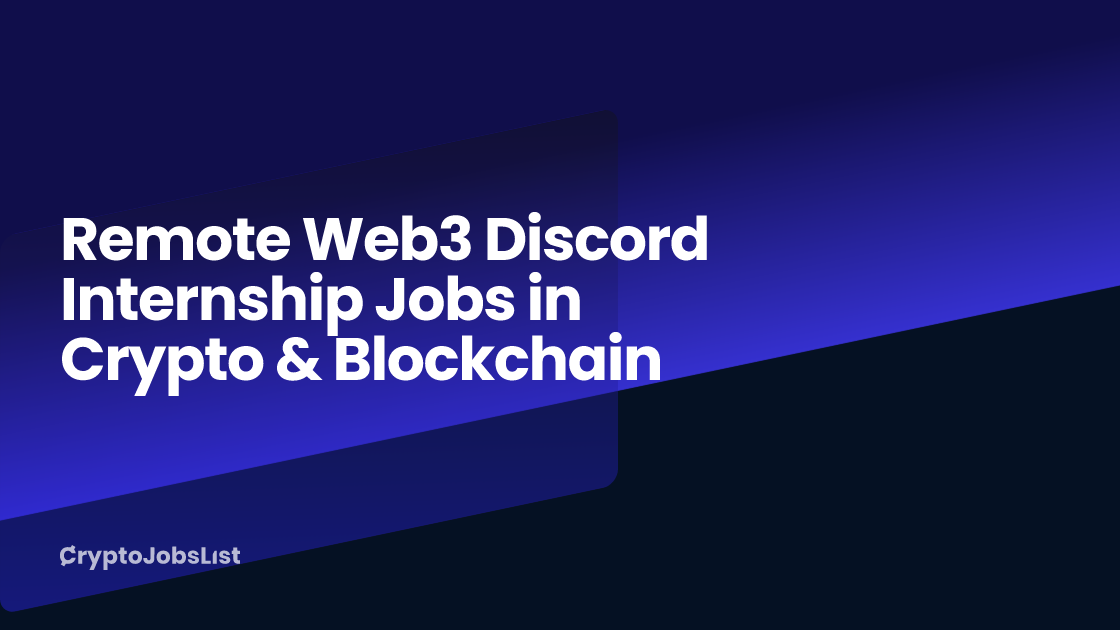 Remote Web3 Discord Internship Jobs In Crypto And Blockchain Crypto