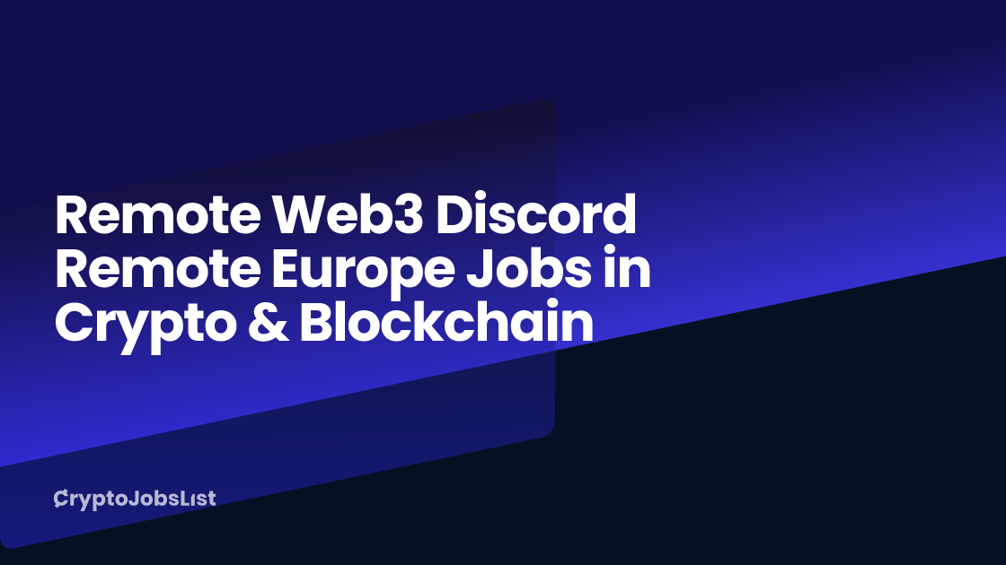 Remote Web3 Discord Remote Europe Jobs in Crypto & Blockchain | Crypto Jobs List