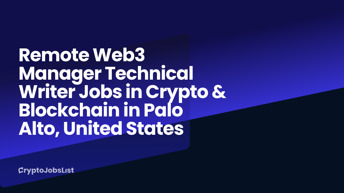 Remote Web3 Manager Technical Writer Jobs in Crypto & Blockchain in ...